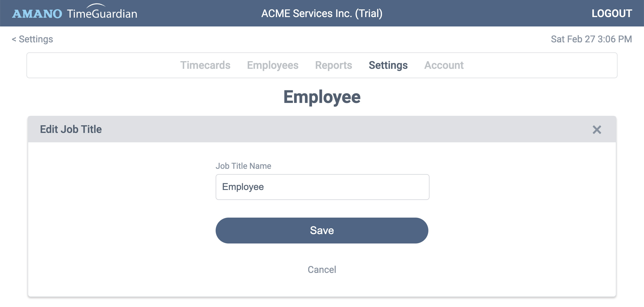 Settings Job Titles